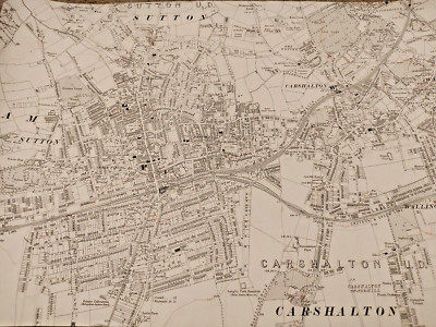 Original 1899 OS Map Sheet Carshalton Sutton Wallington LB&SCR ...