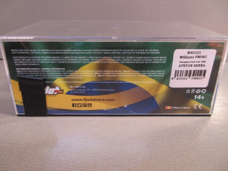 Fly W40101 Williams FW08C Donington Park 1983 Ayrton Senna 1/32 Slot ...
