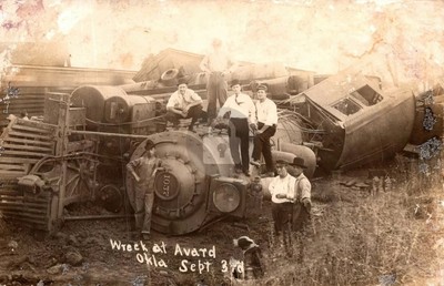 Avard OK Oklahoma Train Wreck Santa Fe Engine RPPC Photo Postcard COPY ...