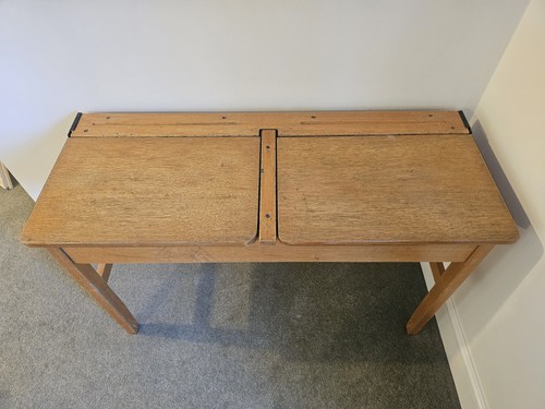 Double Size Vintage Child Desk, School Desk With Lifting Lids | eBay UK
