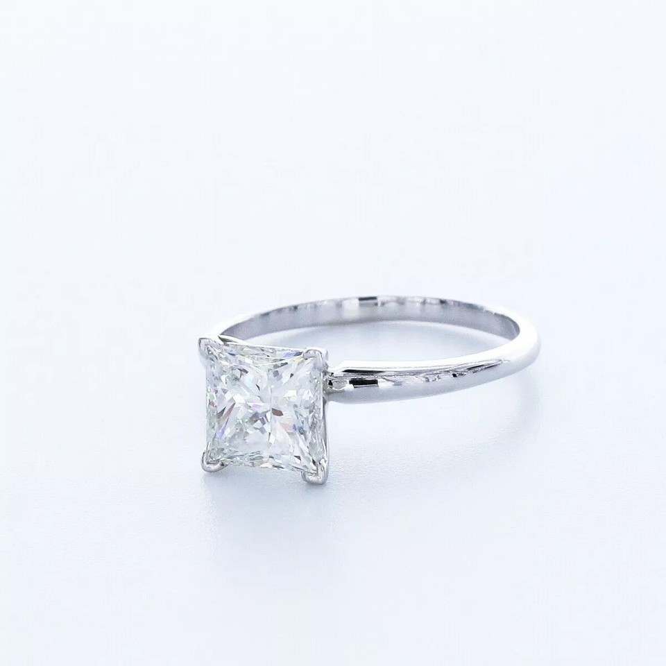 Solitaire Engagement Ring 14K Gold 1.92 Carat Princess Lab-Grown ...