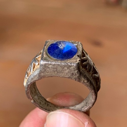 VERY STUNNING ANCIENT ROMAN SILVER COLOR RING WITH BLUE STONE AUTHENTIC ...