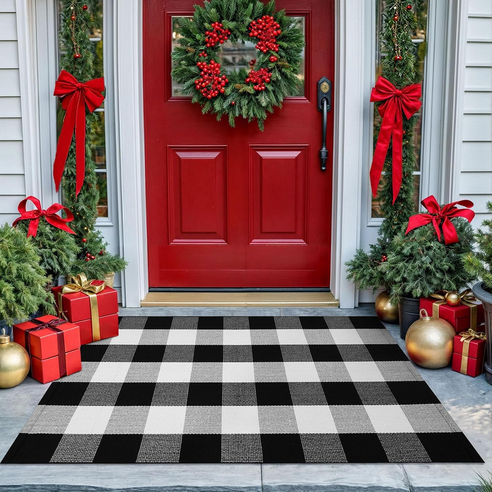 Buffalo Plaid Area Rugs 27.5X43 Inches Black and White Checkered Rug ...