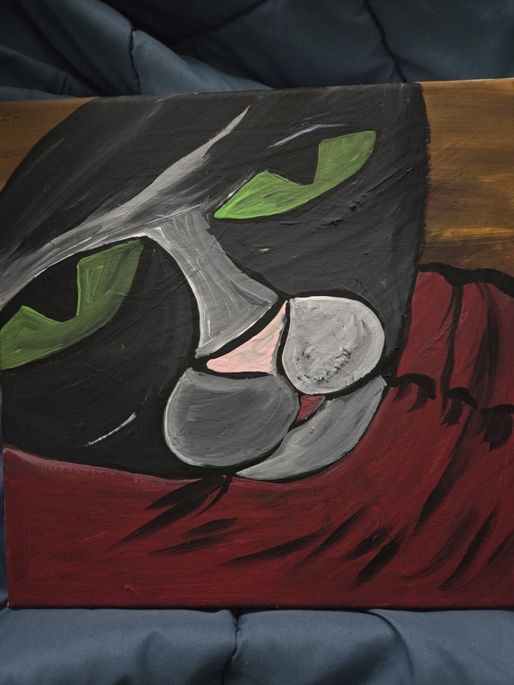 Grumpy Sleepy Cat 8x8 Canvas Painting Cat Abstract Painting | eBay