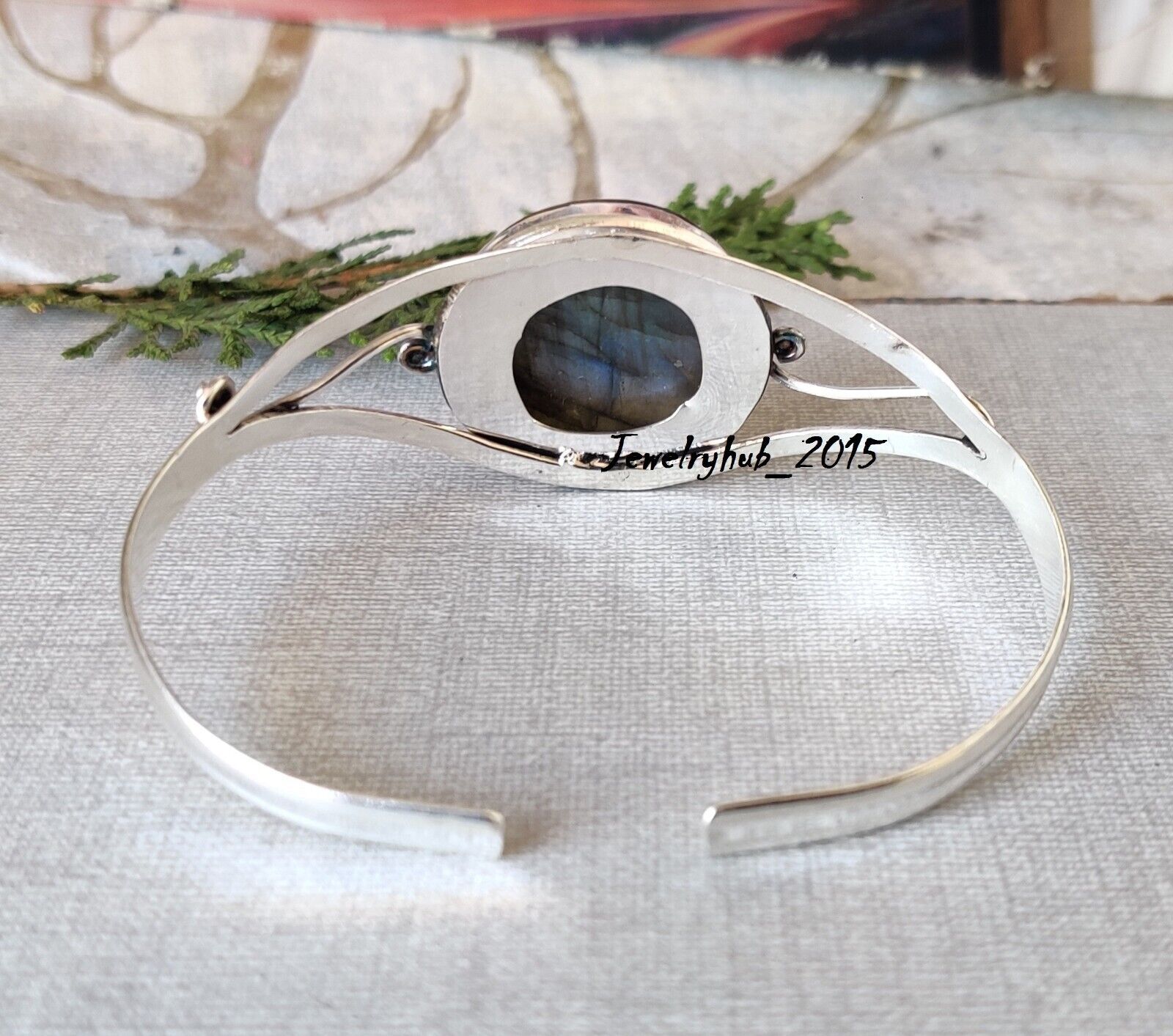 Blue Fire Labradorite Bangle Beautiful 925 Sterling Silver Adjustable MO5178 | eBay