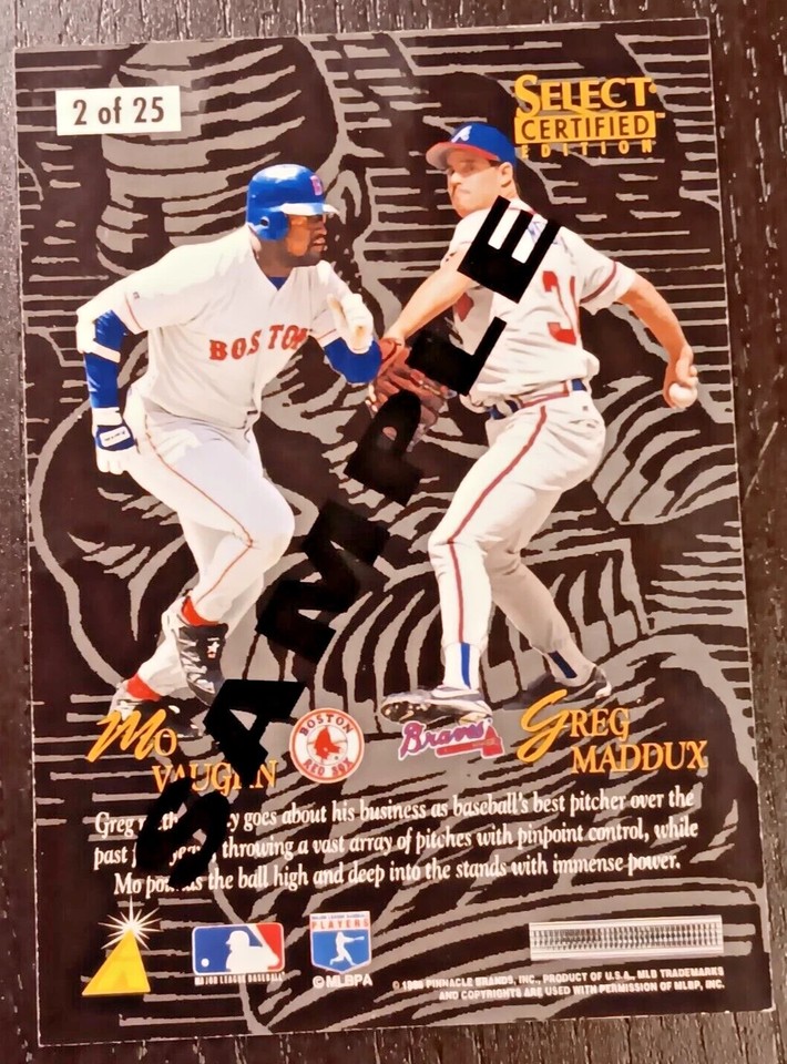 RARE SSP SAMPLE Greg Maddux Vaughn 1996 Select Certified Interleague ...