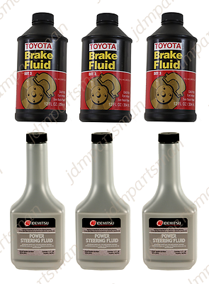 GENUINE (3x) DOT 3 Brake Fluid + (3x) Idemitsu Power Steering Fluid Lexus Toyota | eBay