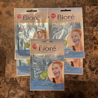 Biore Oil free Face Mask Blue Agave + Baking Soda Detox Mask 0.53 Oz ...