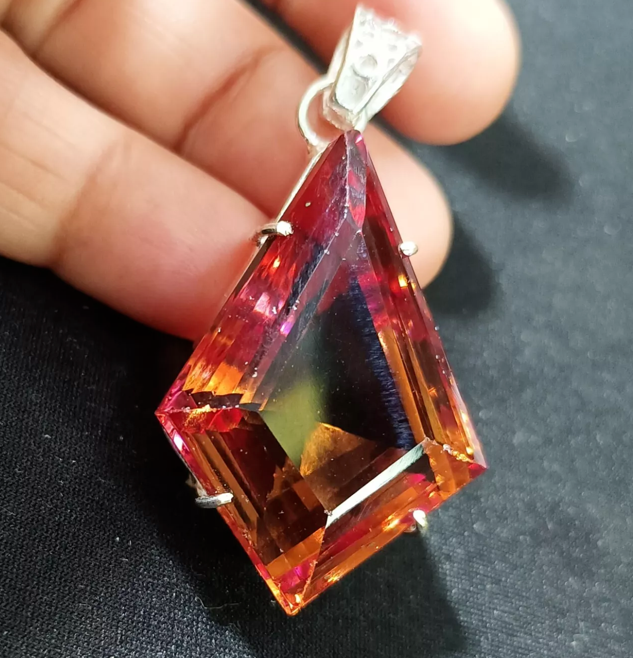 Certified 60.1 Ct Fancy Cut Natural Zultanite 7 Color Pendant 925 ...