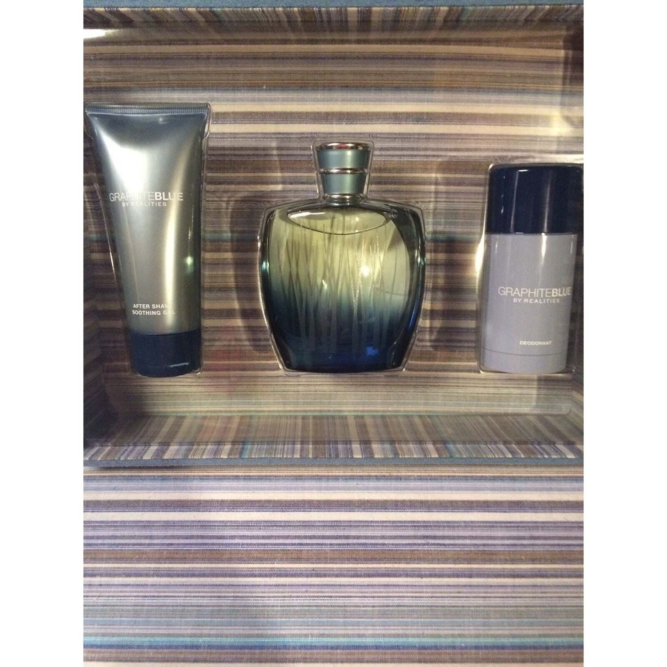 Realities Graphite Blue Liz Claiborne Men 3pc Set: 3.4oz Cologne + A/S ...