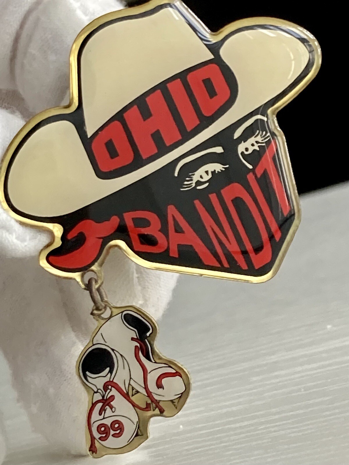 Ohio Bandit Vintage 1999 Dangling 1.75” Tack Pin Cowboy Woman Dangle ...