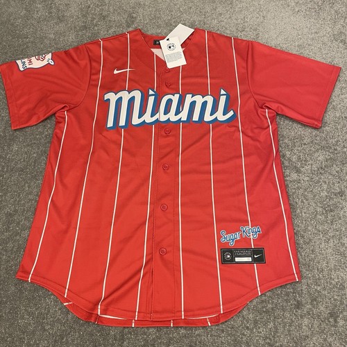Nike Miami Marlins Jersey Mens Large Red City Connect Baseball Sugar Kings MLB | eBay