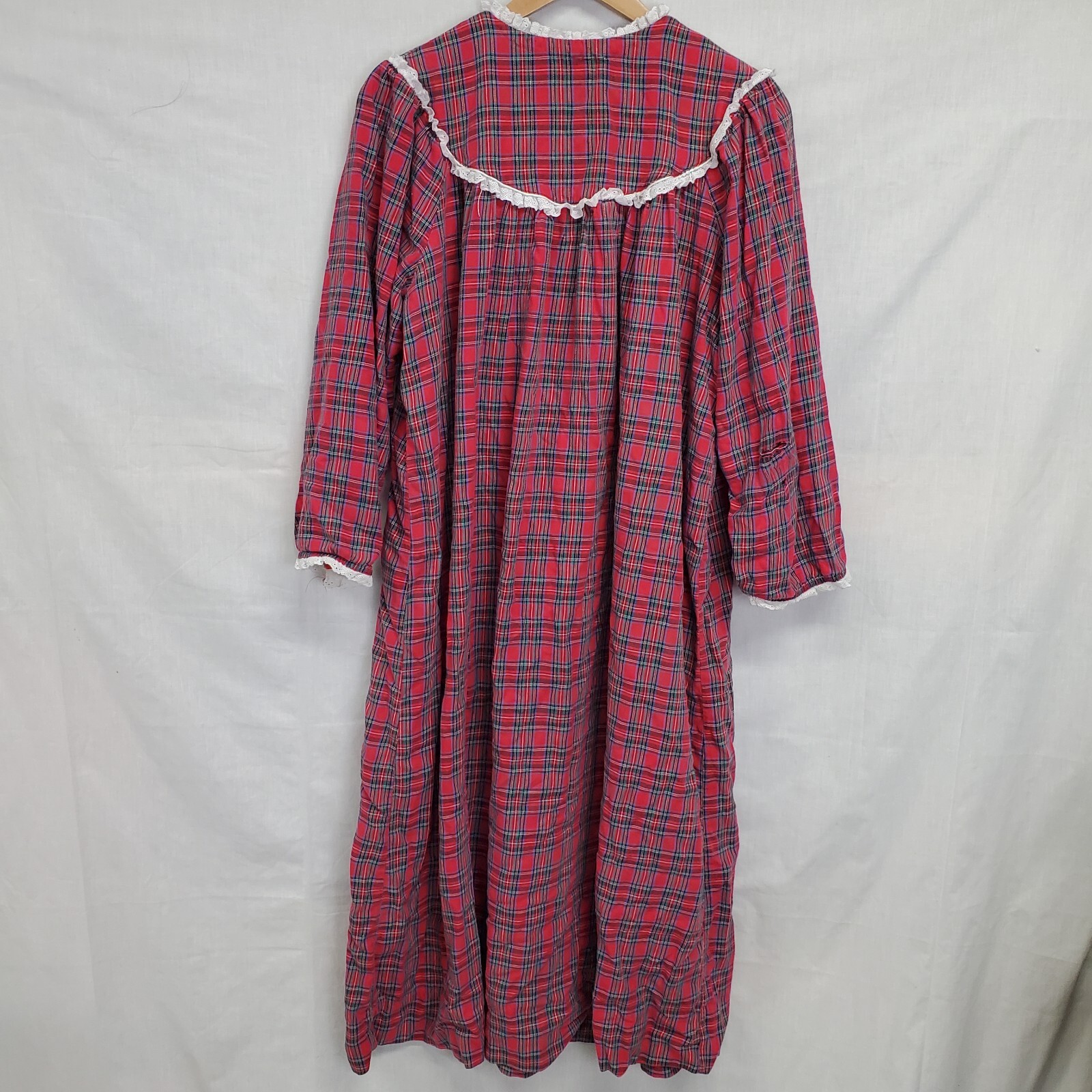 Lanz of Salzburg Womens Nightgown Red Plaid Long Slee… - Gem