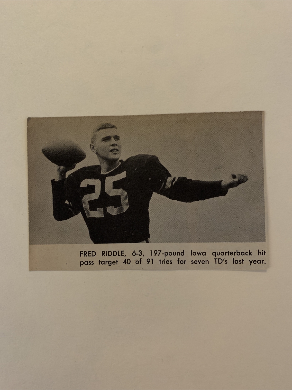 Fred Riddle Iowa Hawkeyes 1964 S&S Football Pictorial CO Panel | eBay