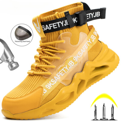 Men Women Safety Shoes Steel Toe Safety Work Boots Anti-smash Safety ...