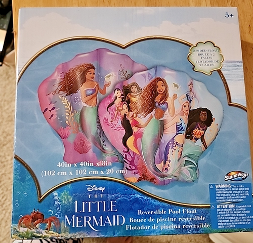 Disney the Little Mermaid 2 Sided Float Reversible Pool Float 40”x40”x ...