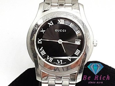 GUCCI G Class Men's Watch Date 5500M Black Silver SS Bracelet Analog QZ ...