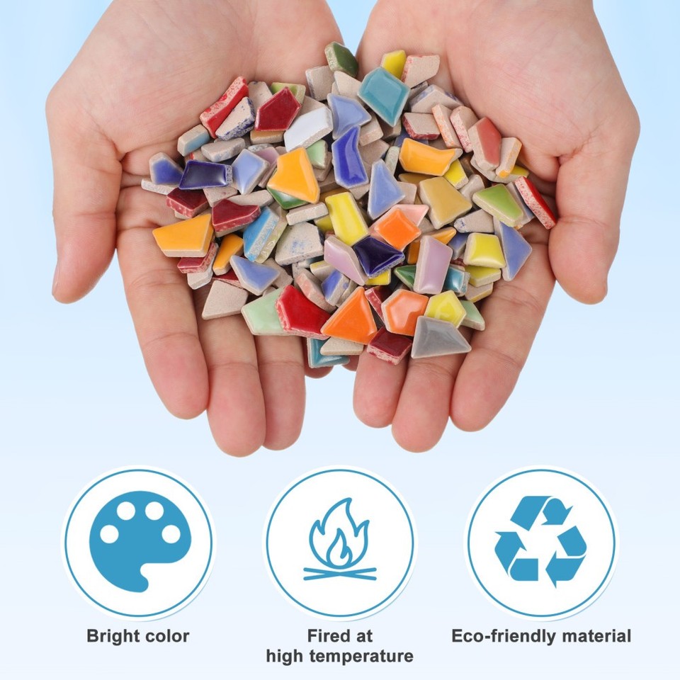 200 G Glazed Mosaic Small Tile Ceramic Pieces DIY Supplies Craft Tiles ...