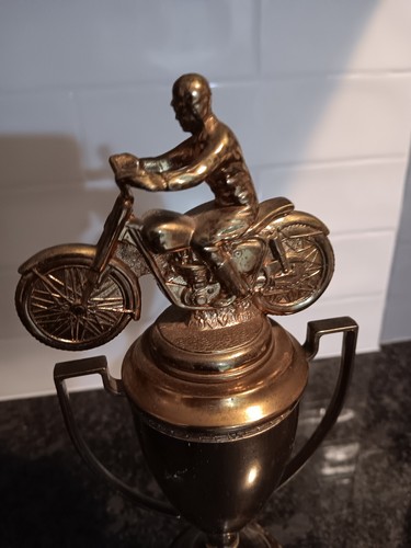 NEW OLD STOCK 1950s MOTORCYCLE RACING TROPHY! VERY RARE! 13IN TALL! | eBay