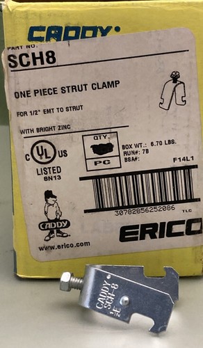 QTY 20 ERICO CADDY SCH8 1/2" EMT 200 Lb Rated Steel EMT Strut Clamp | eBay
