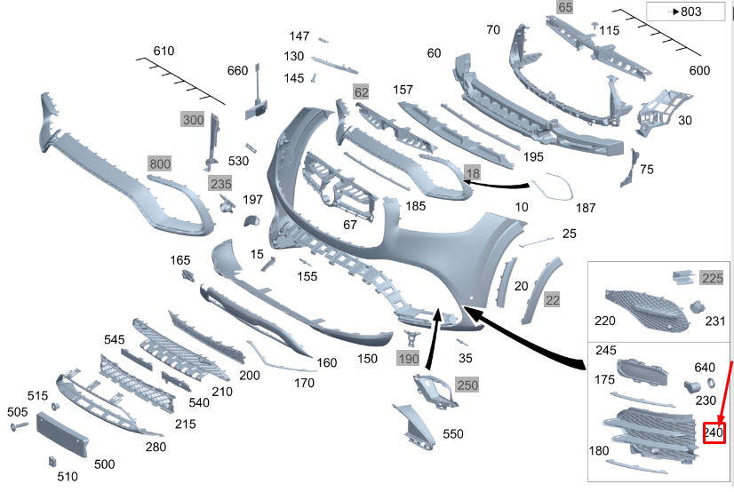 MERCEDES-BENZ GLS X167 Front Left Lower Bumper Grille A1678853111 NEW ...