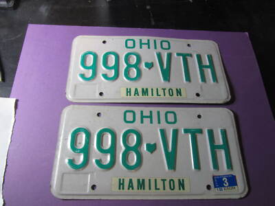 VINTAGE OHIO LICENSE PLATES (SET) HAMILTON # 998-VTH | eBay