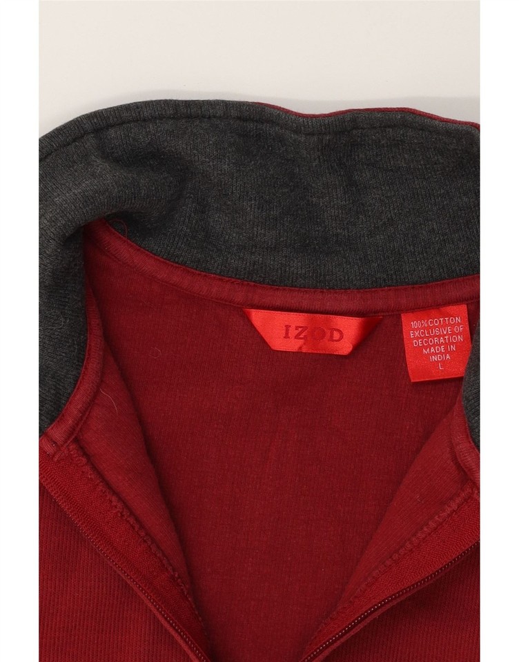 IZOD Mens Zip Neck Sweatshirt Jumper Large Red Cotton CV05 | eBay