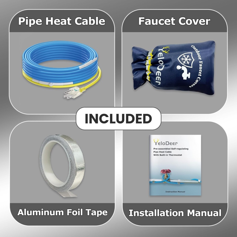 Winter Pipe Freeze Protection Heat Tape Kit - Self-Regulating Tape for ...