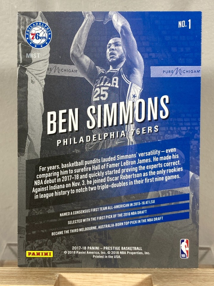 2017-18 Prestige Ben Simmons #1 "Mist" Philadelphia 76ers 0097 | eBay