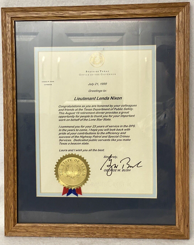 GOVERNOR GEORGE W.BUSH SIGNED DOCUMENT,TEXAS SEAL,1999,LAURA,DPS ...