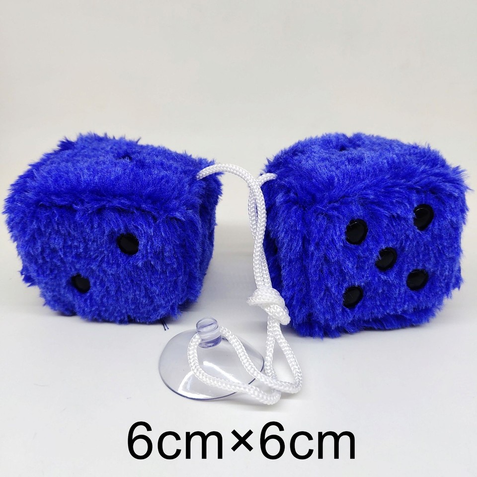 Royal Blue Fuzzy Plush Dice Retro Square Plush Hanging Mirror Fuzzy ...