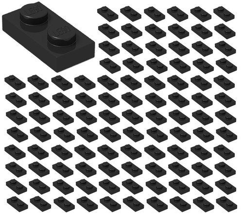 ☀️Lego 1x2 BLACK Plates x100 Building Part Piece Bulk Lot Legos #3023 ...