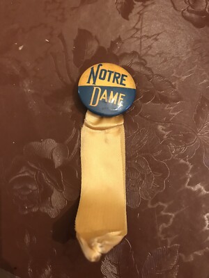 Vintage 1930s NOTRE DAME Pin Back Button w/ Ribbon | eBay