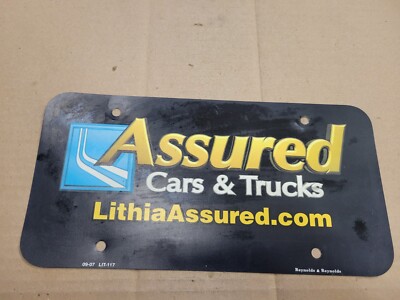 Assured Cars & Trucks Lithia Car Dealership Dealer License Plate Tag ...