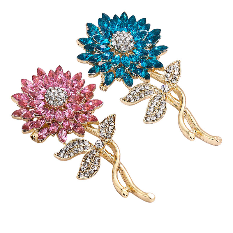 Crystal Rhinestone Sunflower Brooches For Women Wedding Banquet Party ...
