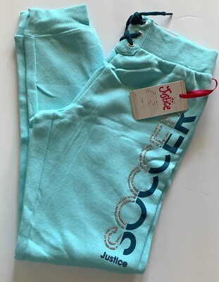 Girls Justice SPORTS JOGGER "SOCCER" Pants L 12/14 NEW Glitter NWT Aqua ...