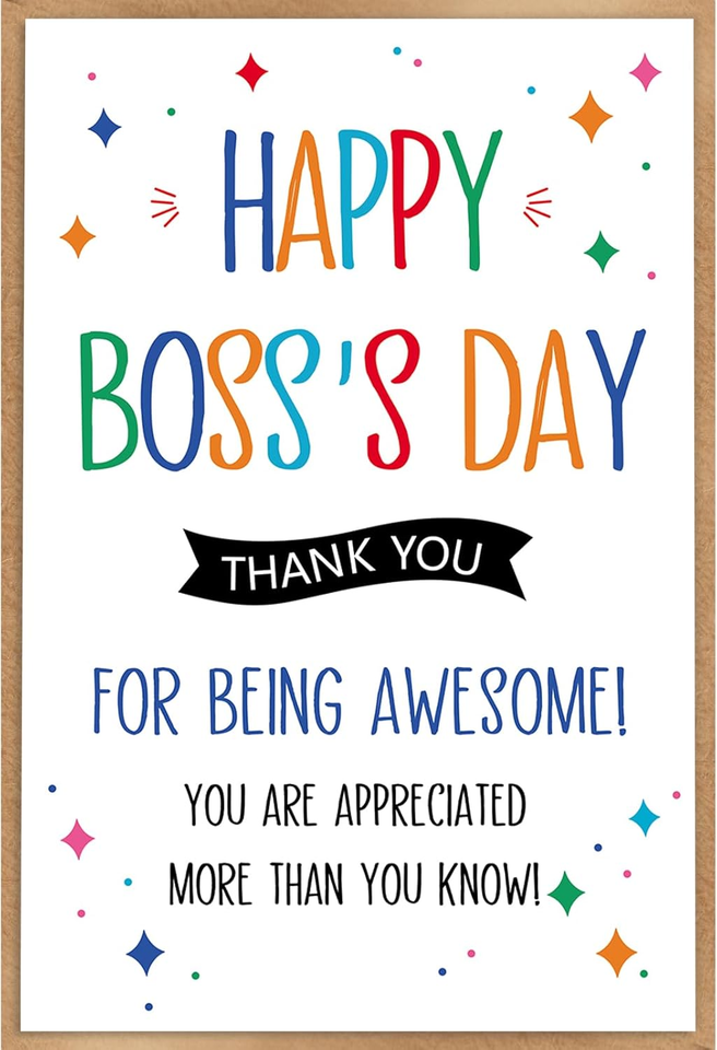 Boss Day Card, Bosses Day Gifts for Women Men, Happy Boss'S Day Card ...