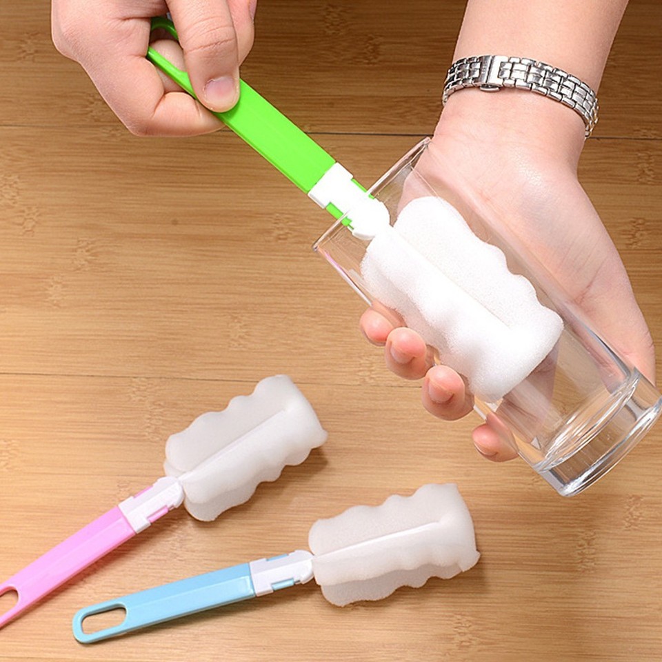 Detachable Handle Sponge Brush Cleaner Tool Kitchen Car Baby Bottle ...