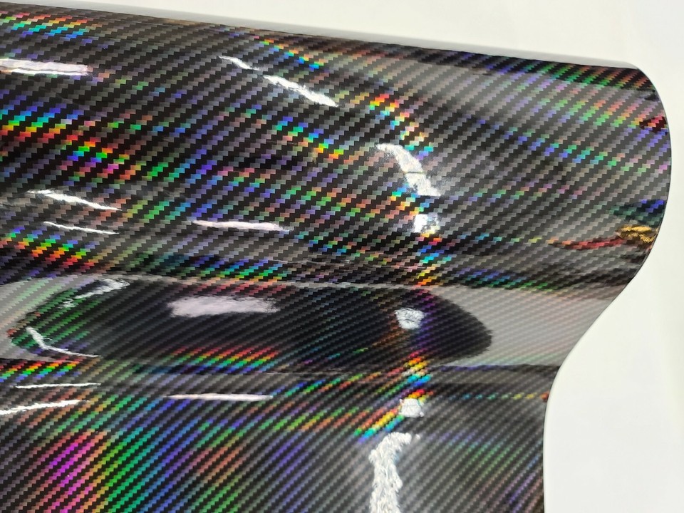 Glossy Carbon Fiber Black Holographic Laser Vinyl Car Wrap Decal ...
