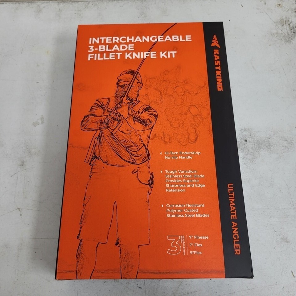 KastKing 7" Interchangeable 3-Blade Fillet Knife Kit Stainless Anti ...