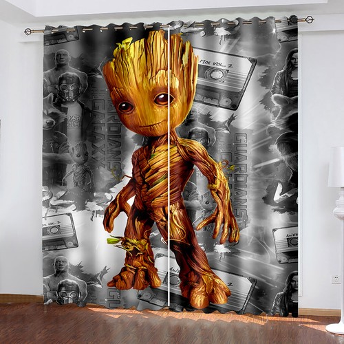 Guardians of Galaxy Groot Bedroom Curtains Ring Blackout Door Decor UV ...