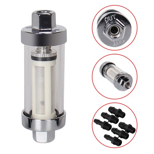UNIVERSAL 1/4 5/16" 3/8" GLASS INLINE FUEL FILTER IN/OUT MARINE BOAT ...