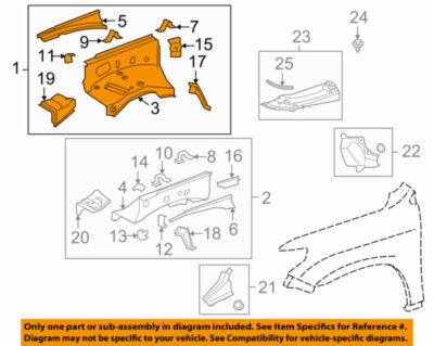 53701-60E20 Toyota Apron sub-assy, front fender, rh 5370160E20, New ...