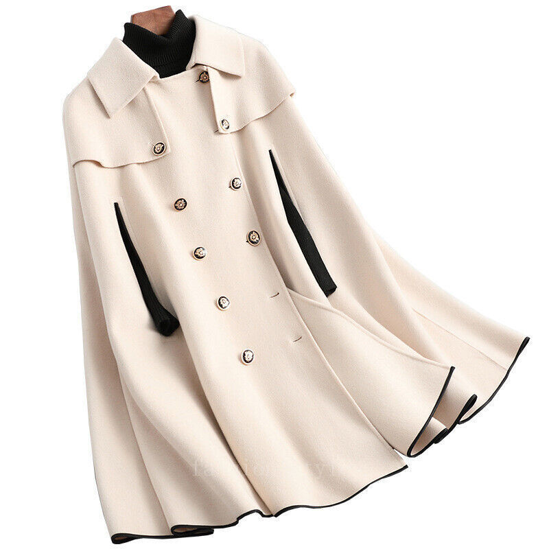 New French Capes Long Loose Double-sided Cashmere Coat Women's Winter ...