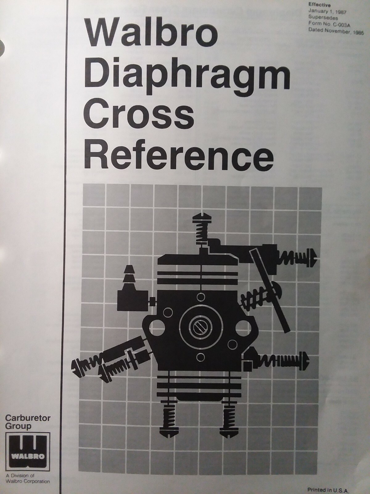 Walbro Small Engine Trimmer Chainsaw Carburetor Diaphragm Cross ...