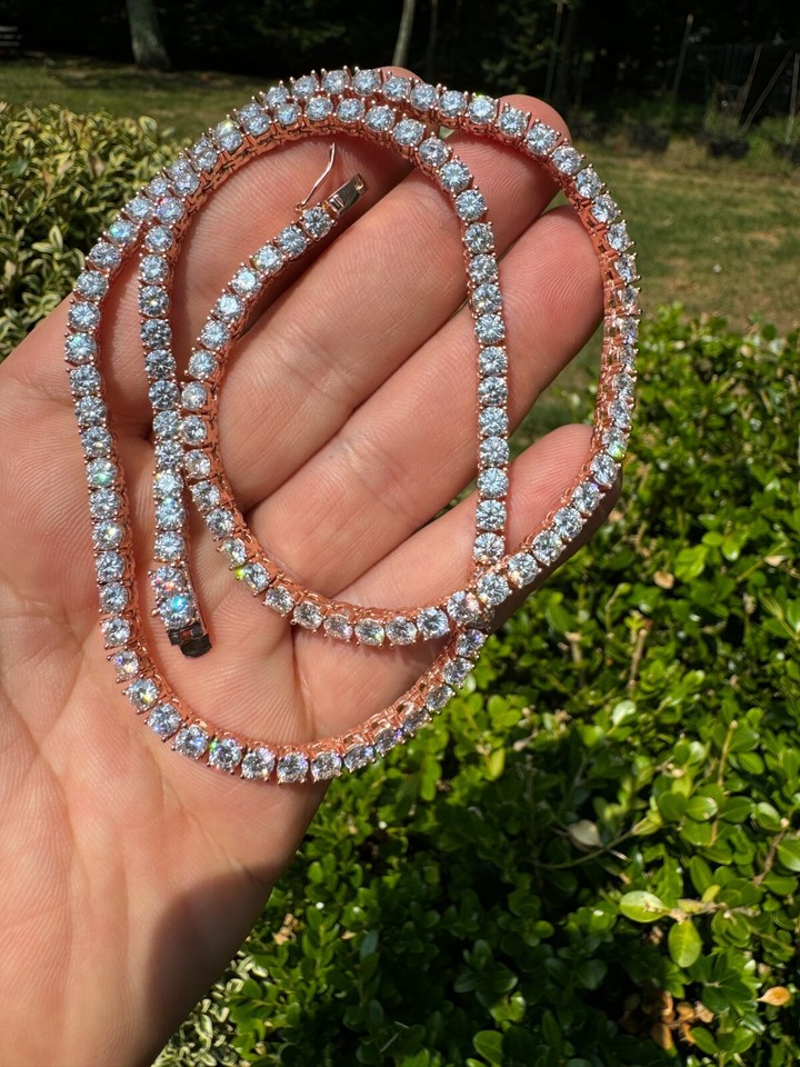 Tennis Chain Real SOLID 925 Sterling Silver CZ ICED Necklace Chain Hip ...