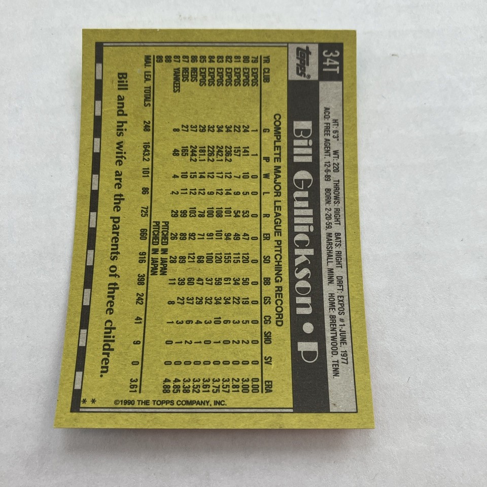 Bill Gullickson 1990 34t Houston Astros | eBay