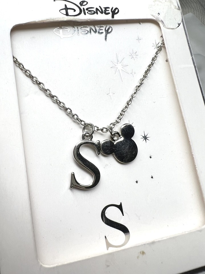 Silver Tone Disney Mickey Mouse Necklace with Initial ‘S’ Pendant | eBay UK