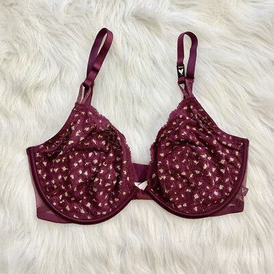 Victoria's Secret Sexy Tee Lace Unlined Demi Bra. Very Berry. Size 34DD ...