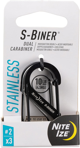 SB2-A1-3R3 Stainless Steel S-Biner Dual Carabiner 3-Pack, Black ...